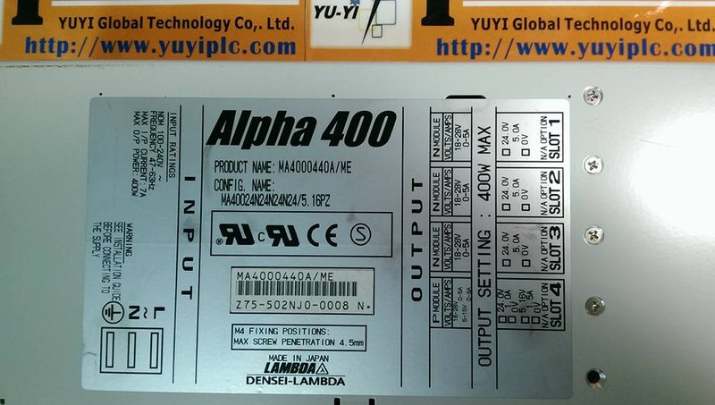 DENSEI-LAMBDA ALPHA400 MA4000440A/ME POWER SUPPLY - PLC DCS SERVO Control MOTOR POWER SUPPLY IPC ...